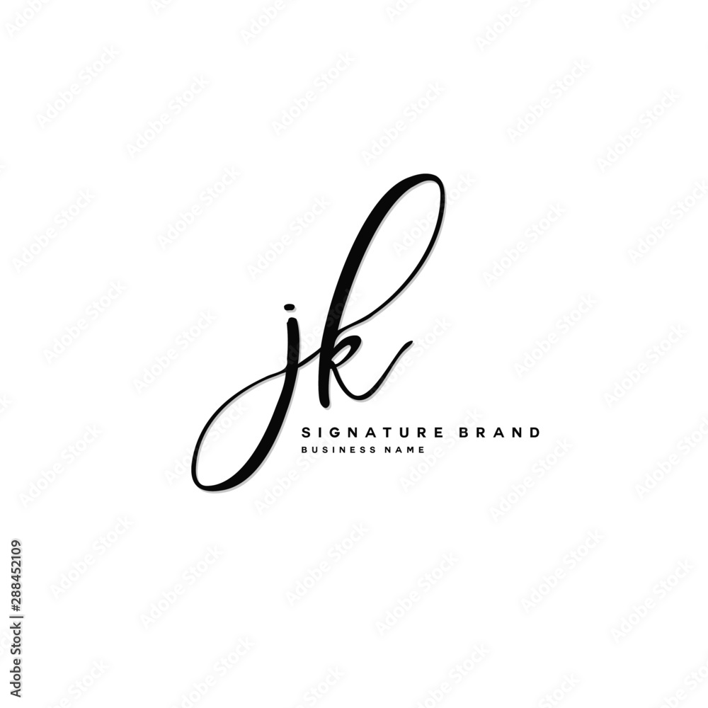 J K JK Initial letter handwriting and signature logo concept design ...