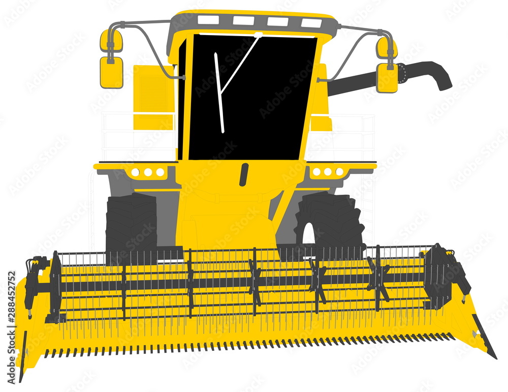 industrial 3D illustration of cartoon colored 3D model of orange rural ...