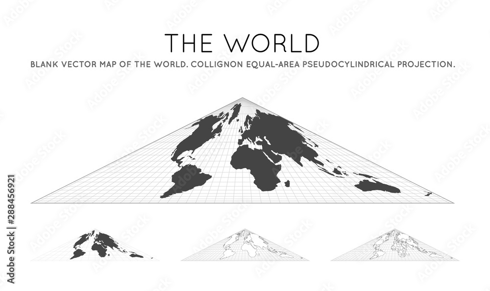 Map Of The World Collignon Equal Area Pseudocylindrical Projection