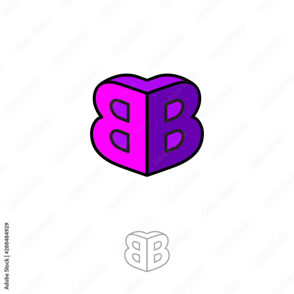 BB logo. Two letters are connected as the volume figure. Double B ...