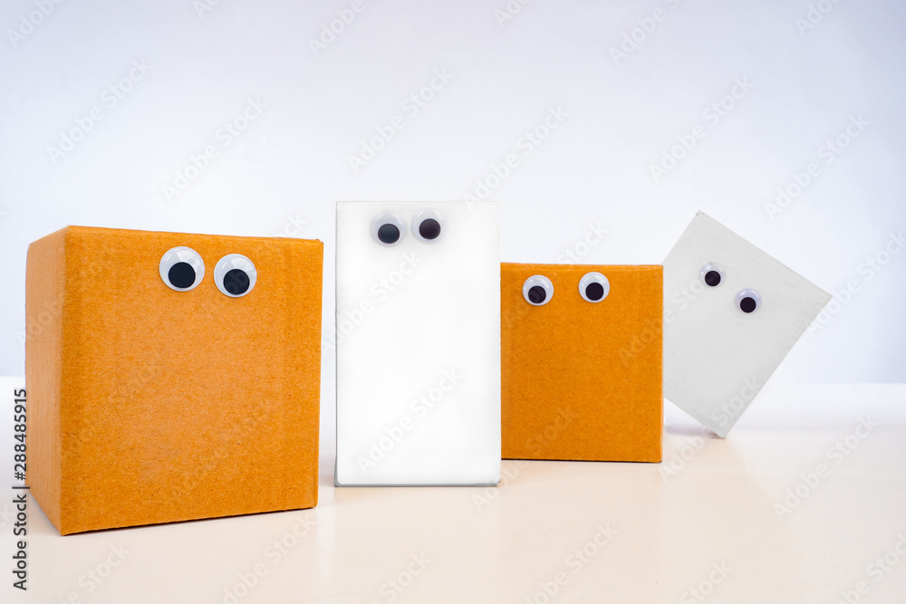 Emoji. Multi-colored parcels with eyes. Emoji parcels. Lost parcel ...