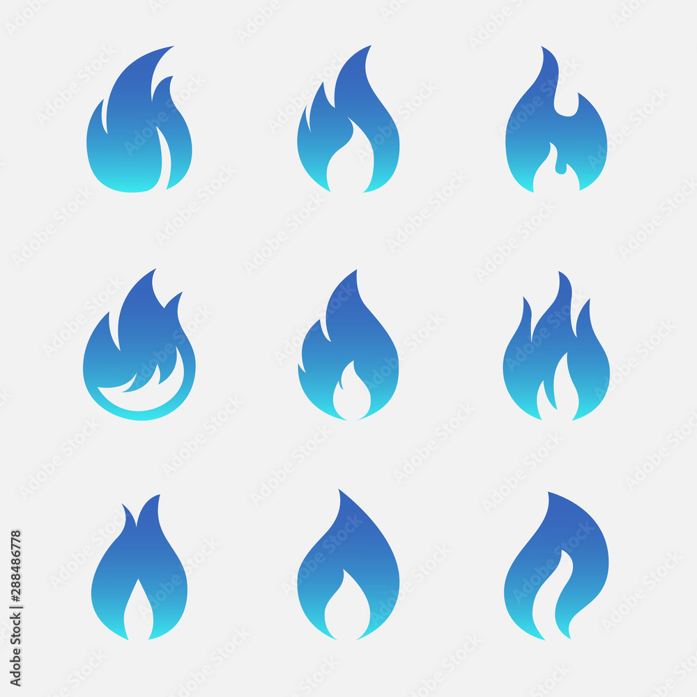 Simple Blue flame icons vector Stock Vector | Adobe Stock