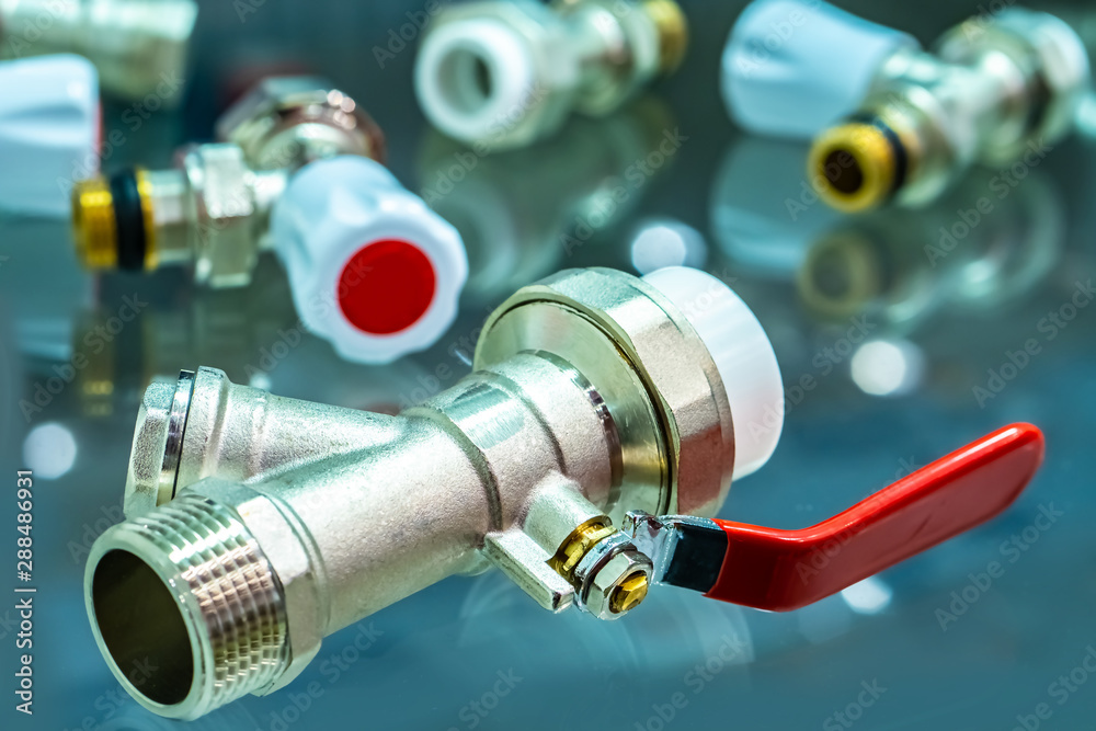 Concept Plumbing equipment.Details for installing water supply.Fittings ...
