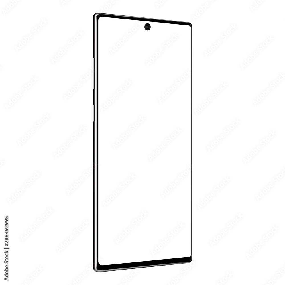 Modern smartphone mockup with perspective side view isolated on white ...