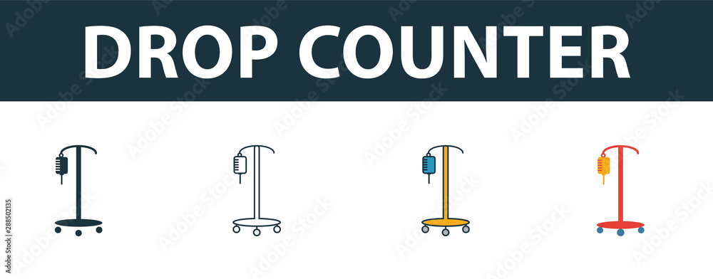 Drop Counter icon set. Four elements in diferent styles from medicine ...