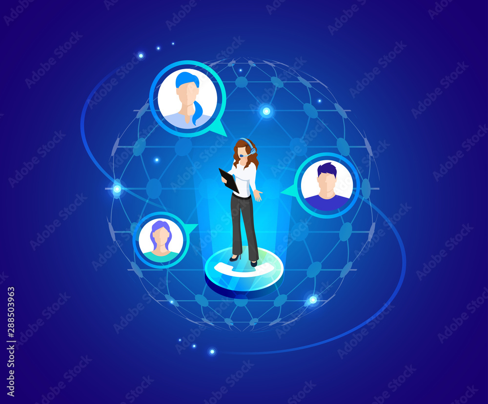 Vector template for website and app. Customer, client care and support ...