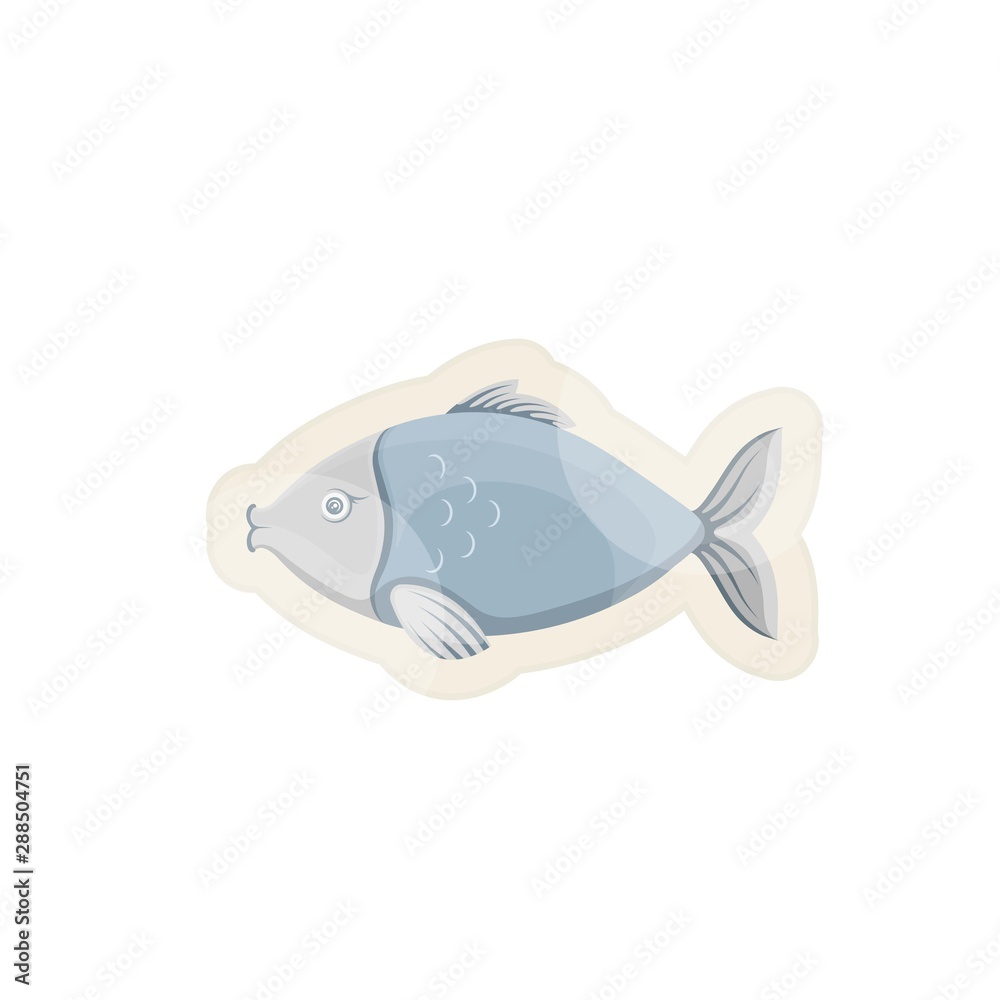 Vector graphic cartoon illustration. Blue fish. Sea fish isolated on ...