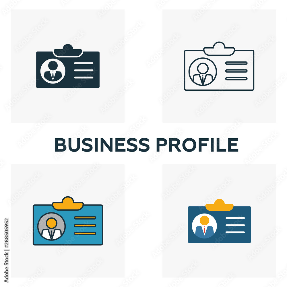 Business Profile icon set. Four elements in diferent styles from human ...