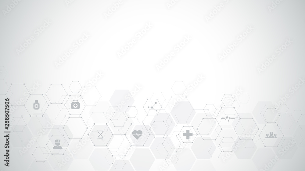Abstract medical background with flat icons and symbols. Template ...