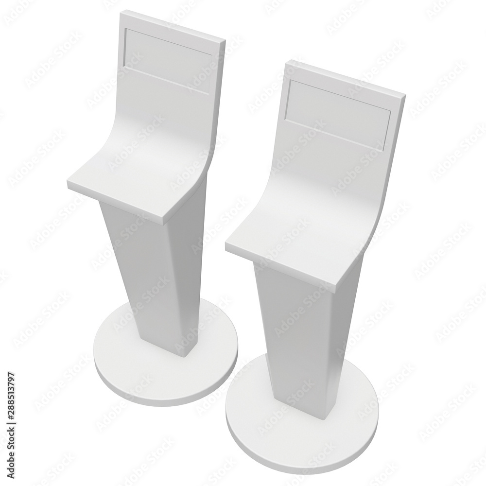 LCD Screen Stand. Trade Show Booth. 3d render of tv info kiosk isolated ...