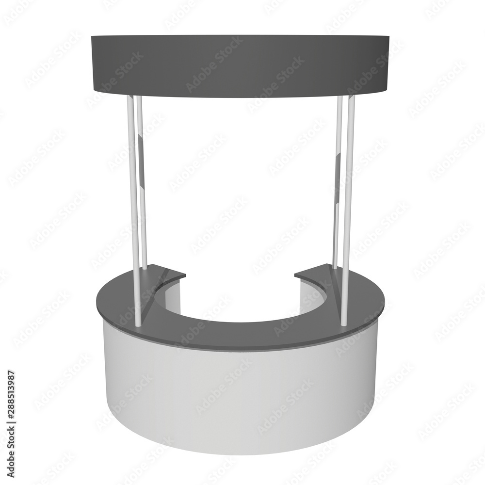 Stall or Kiosk Modern Reception Desk. Trade show booth white and blank ...