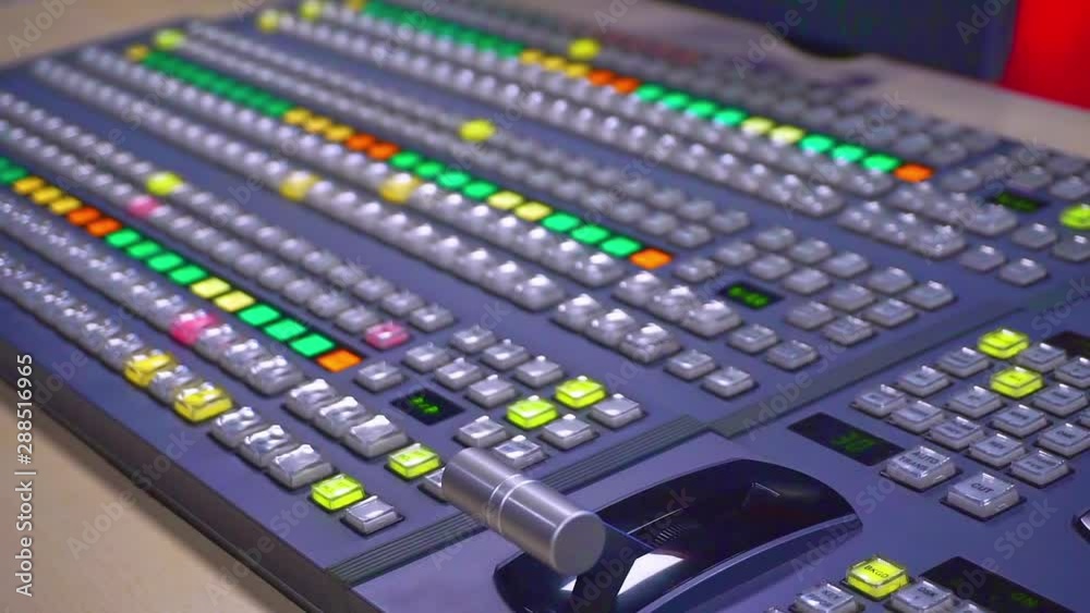 Operator Using Video Switcher, Colorful Buttons on Broadcasting Tv ...