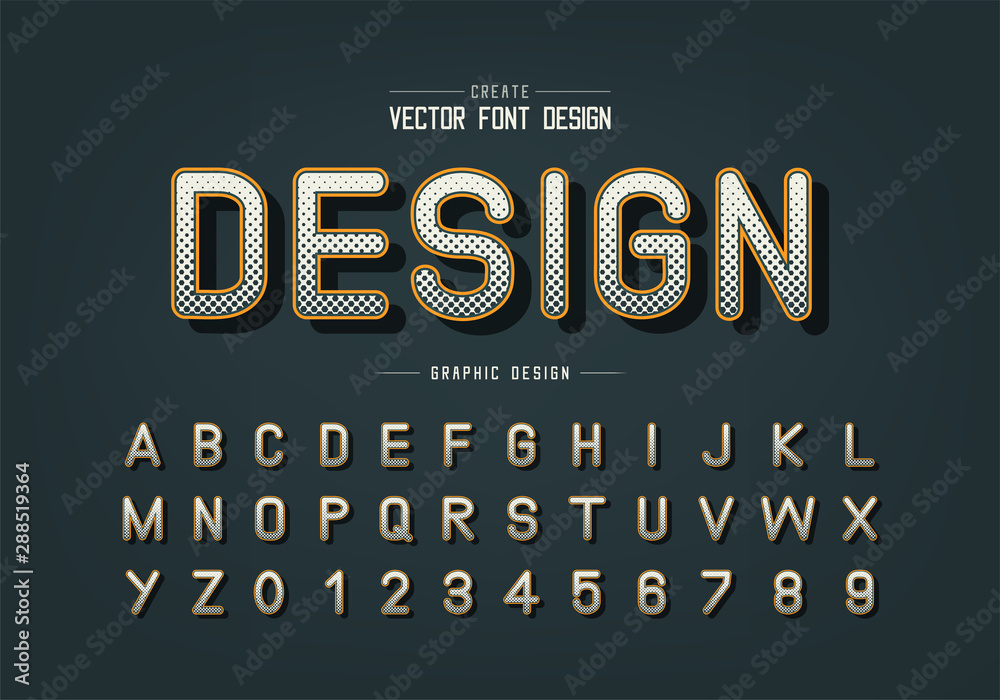 Halftone hexagon font and alphabet vector, Digital typeface letter and ...