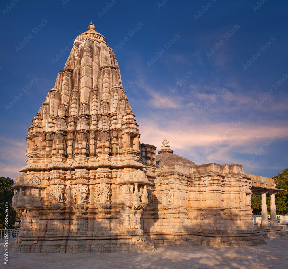 Exterior of famous Neminath Jain temple in Ranakpur, Rajasthan, India ...