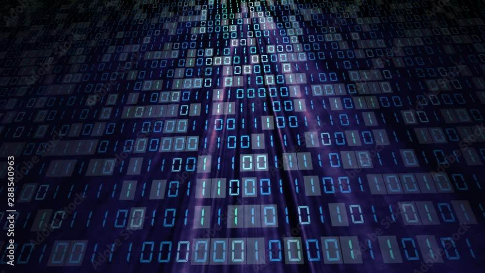 Columns of blue HEX digital symbols. Futuristic big data information ...