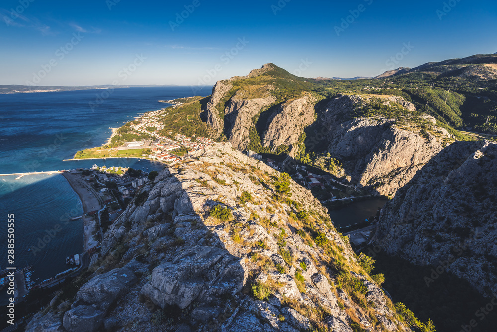 Croatia, Omis old fortress Fortica castle view of sea. beautiful ...