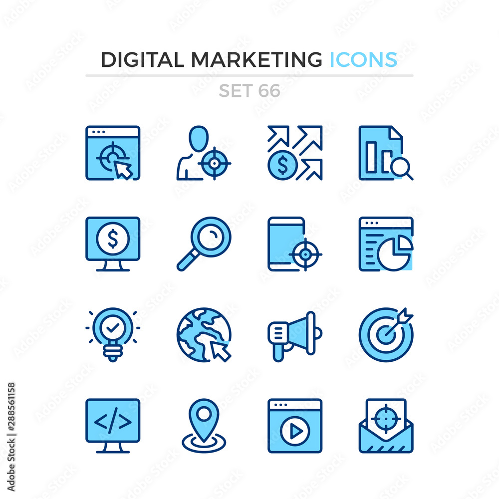 Digital marketing icons. Vector line icons set. Premium quality. Simple ...