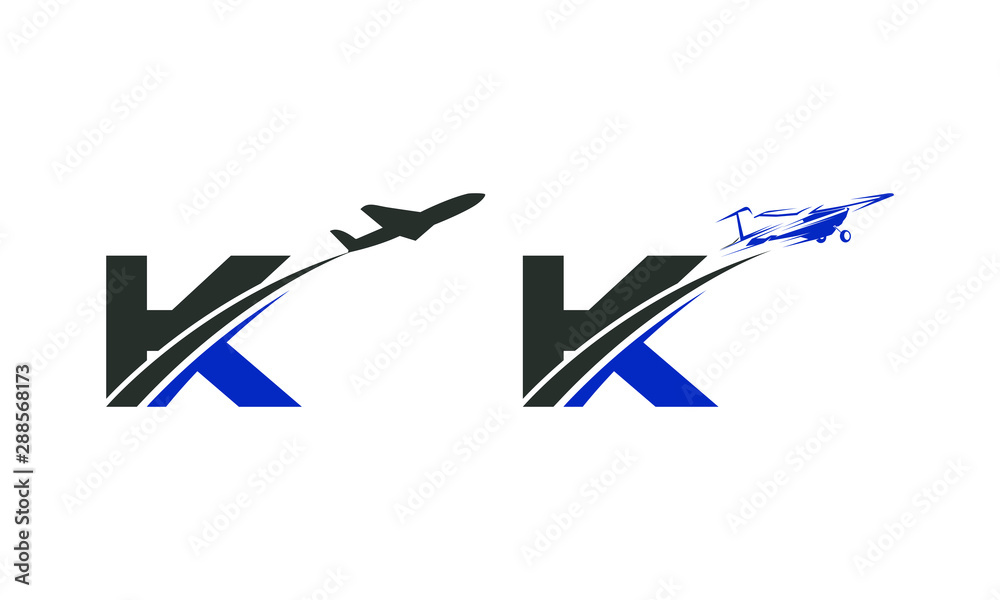 K Letter with Aviation Logo Design Stock Vector | Adobe Stock
