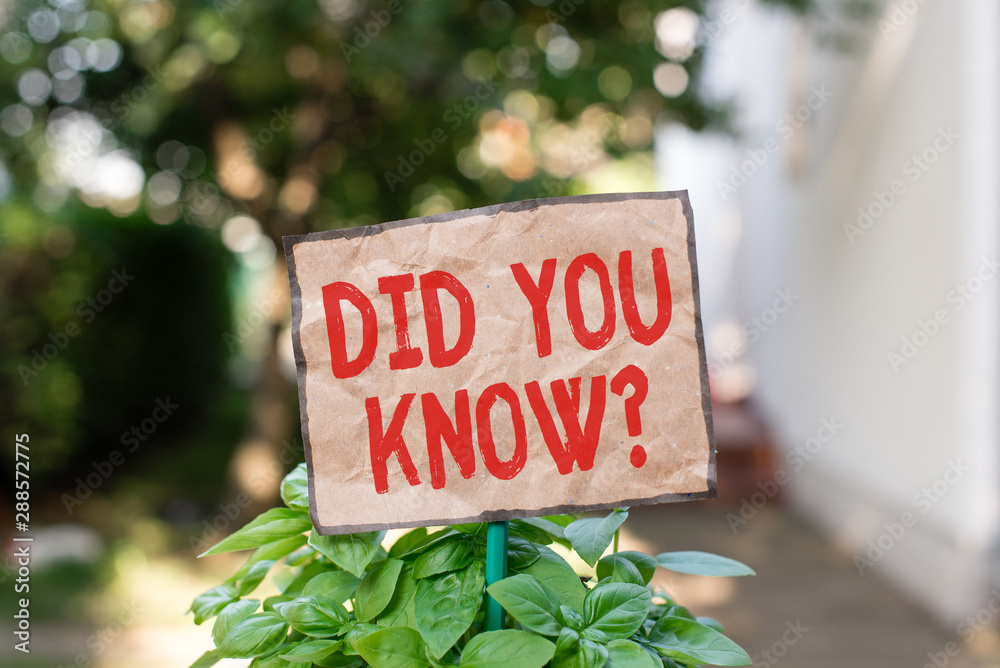 Writing note showing Did You Know Question. Business concept for when ...