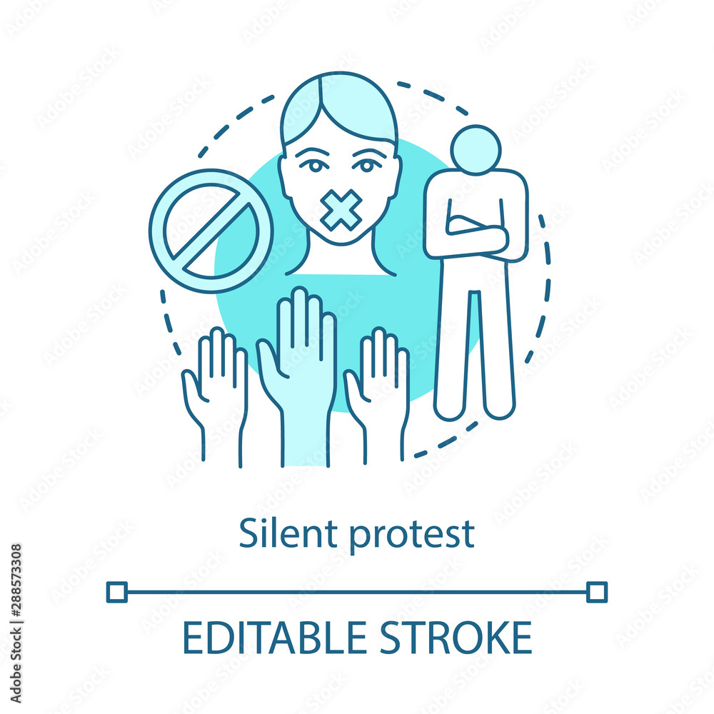 Silent protest concept icon. Civil disobedience, nonviolent resistance ...