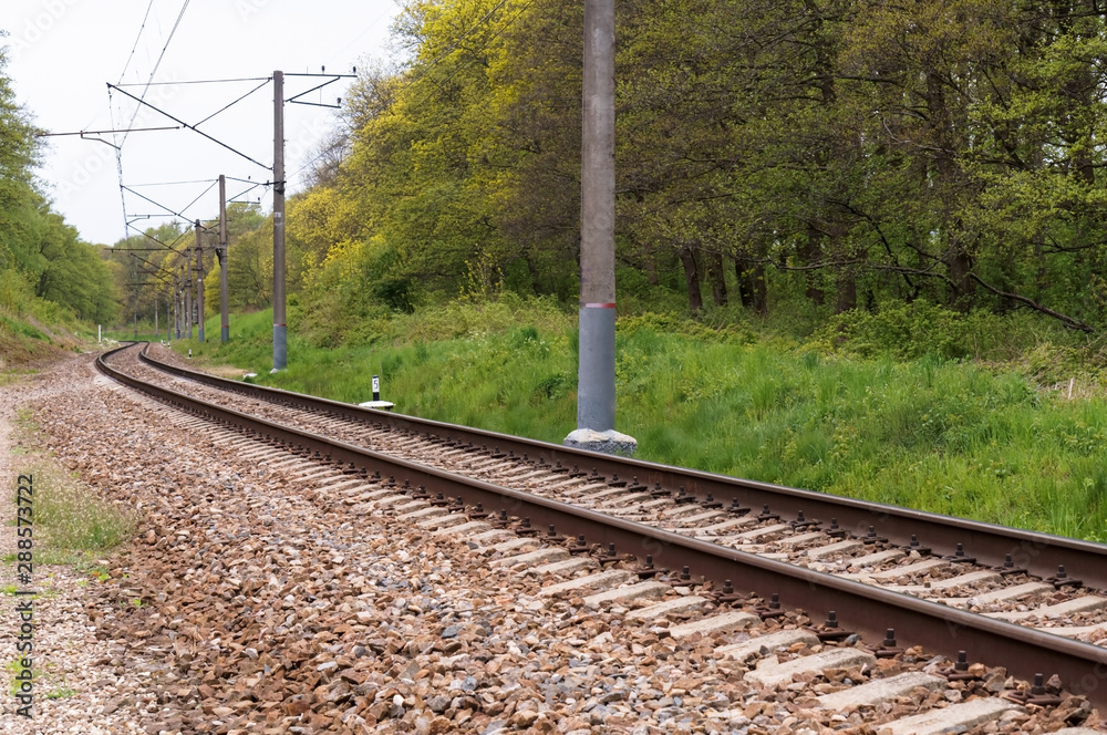 Railroad tracks. Branches of rails. Railway station. Different ...