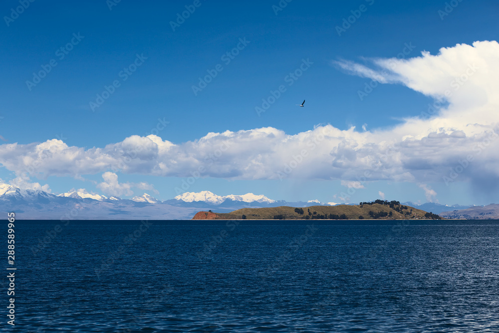 Isla de la Luna (Island of the Moon) in Lake Titicaca, Bolivia with the ...