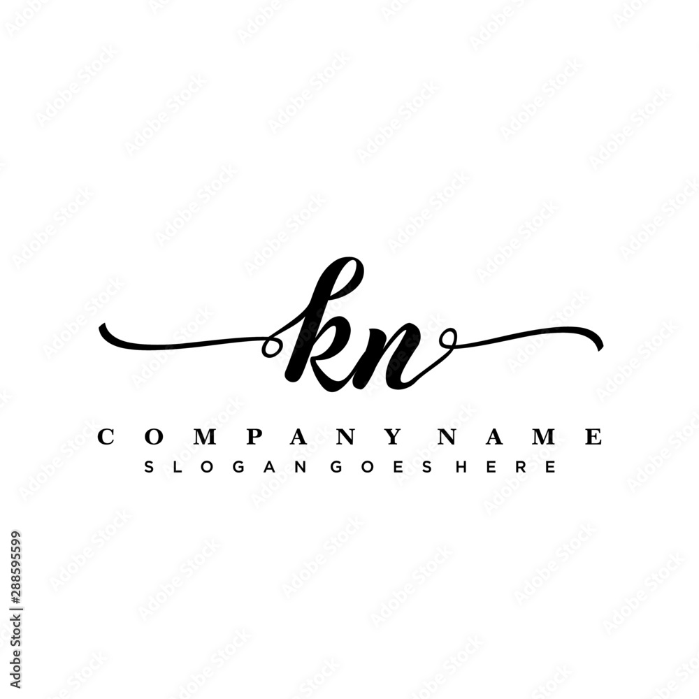 letter KN handwritting logo, handwritten font for business Stock Vector ...