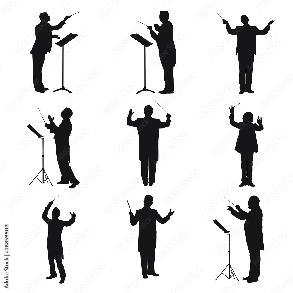 Music Conductor Silhouettes Stock Vector | Adobe Stock