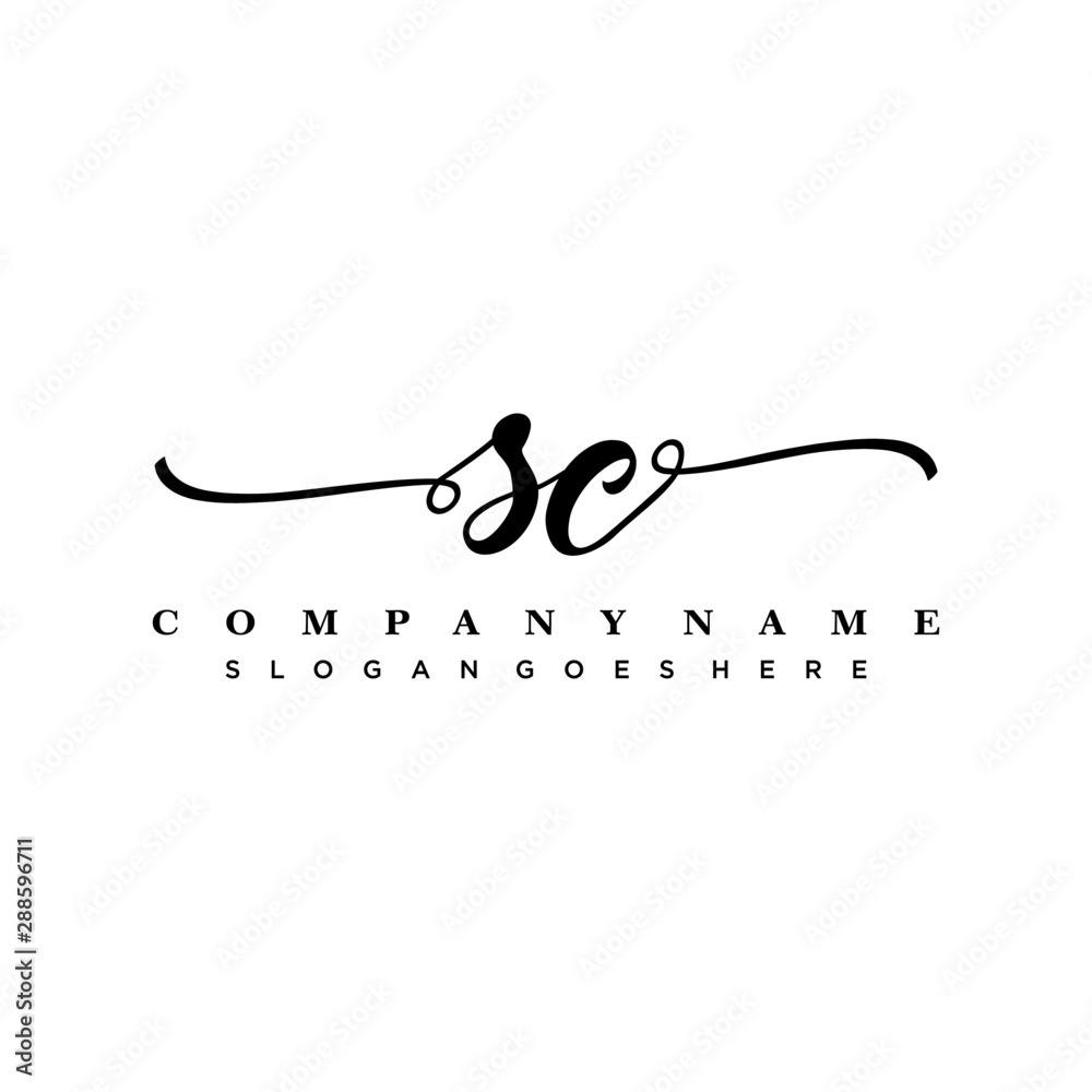 letter SC handwritting logo, handwritten font for business Stock Vector ...