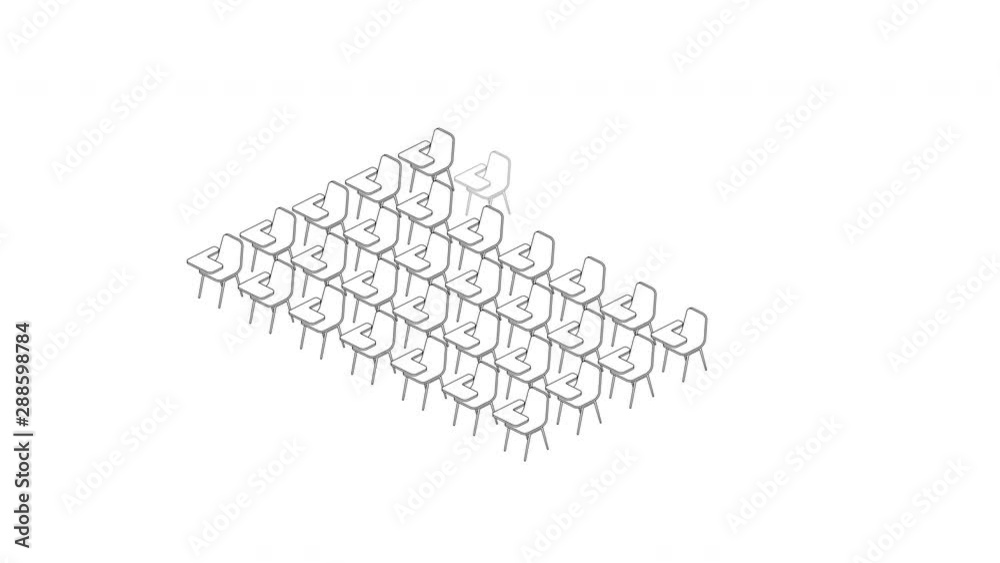 Vidéo Stock Meeting room and school chair with writing pad setup layout ...