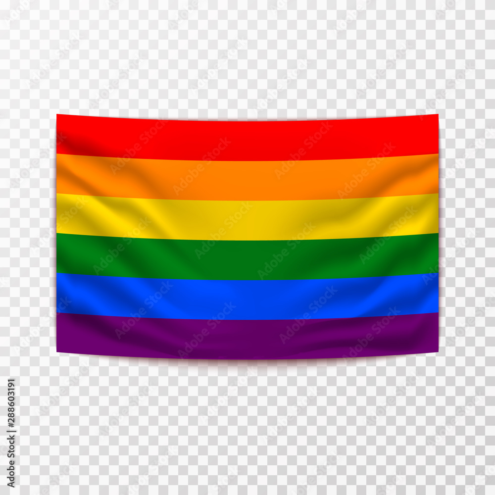 Waving LGBT flag on transparent background vector illustration Stock ...