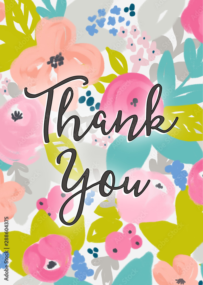 Thank You Note Floral Background Card Stock Illustration | Adobe Stock