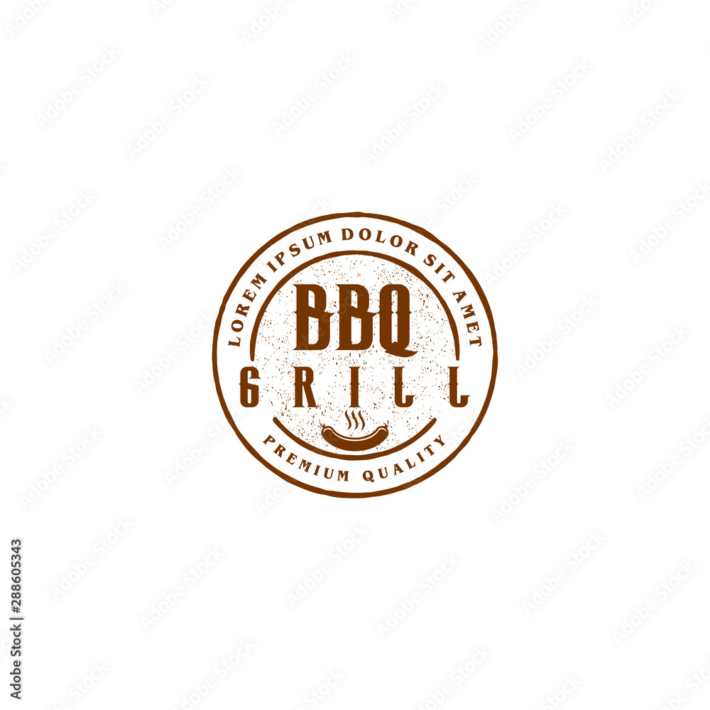 BBQ Grill, Barbecue Label Stamp Logo design vector Stock Vector | Adobe ...