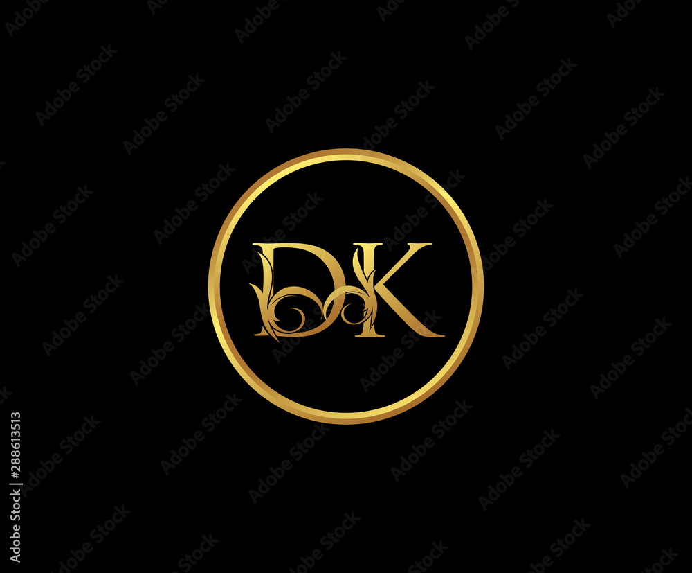 Initial letter D and K, DK, Gold Logo Icon, classy gold letter monogram ...