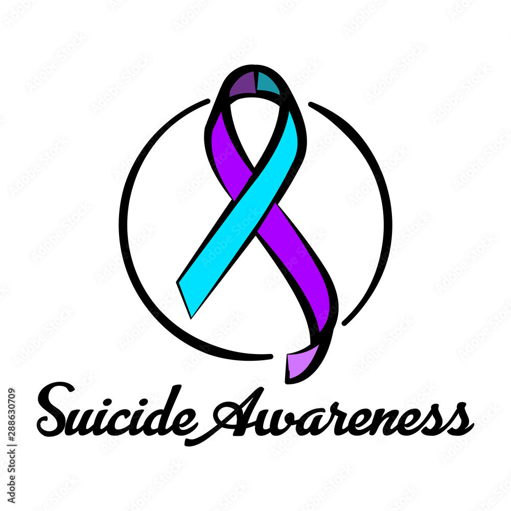 Teal purple ribbon for suicide prevention / awareness. Stock Vector ...