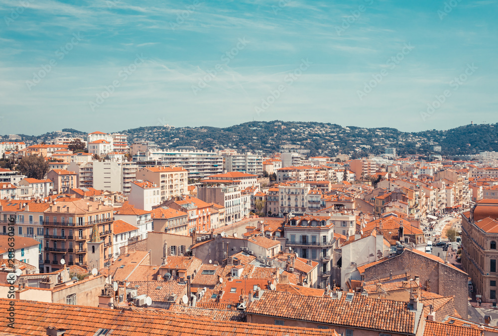Panorama of Cannes, Cote d'Azur, France, South Europe. Nice city and ...