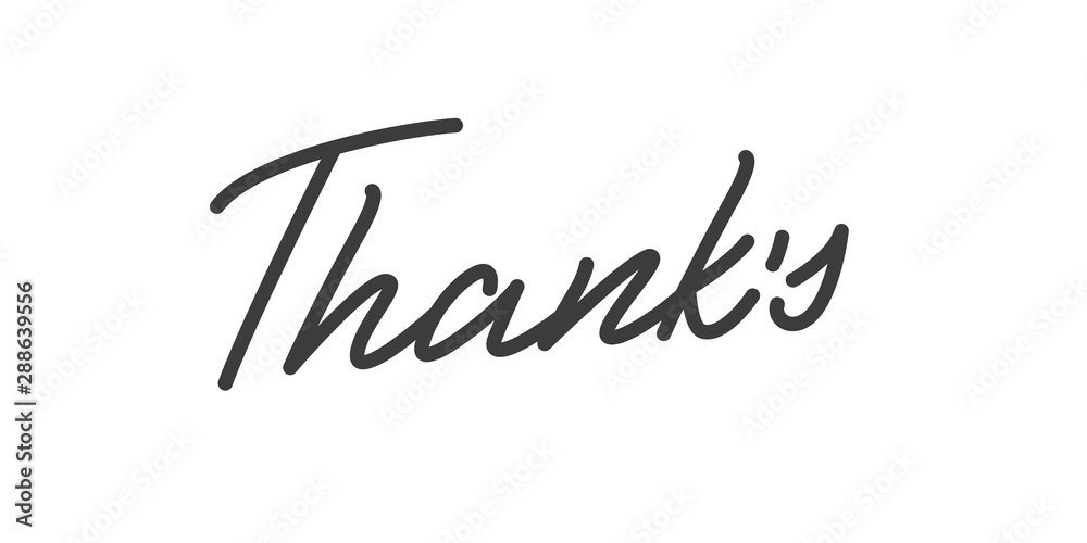 Thank's. Lettering design of Thanks calligraphy label Stock Vector ...