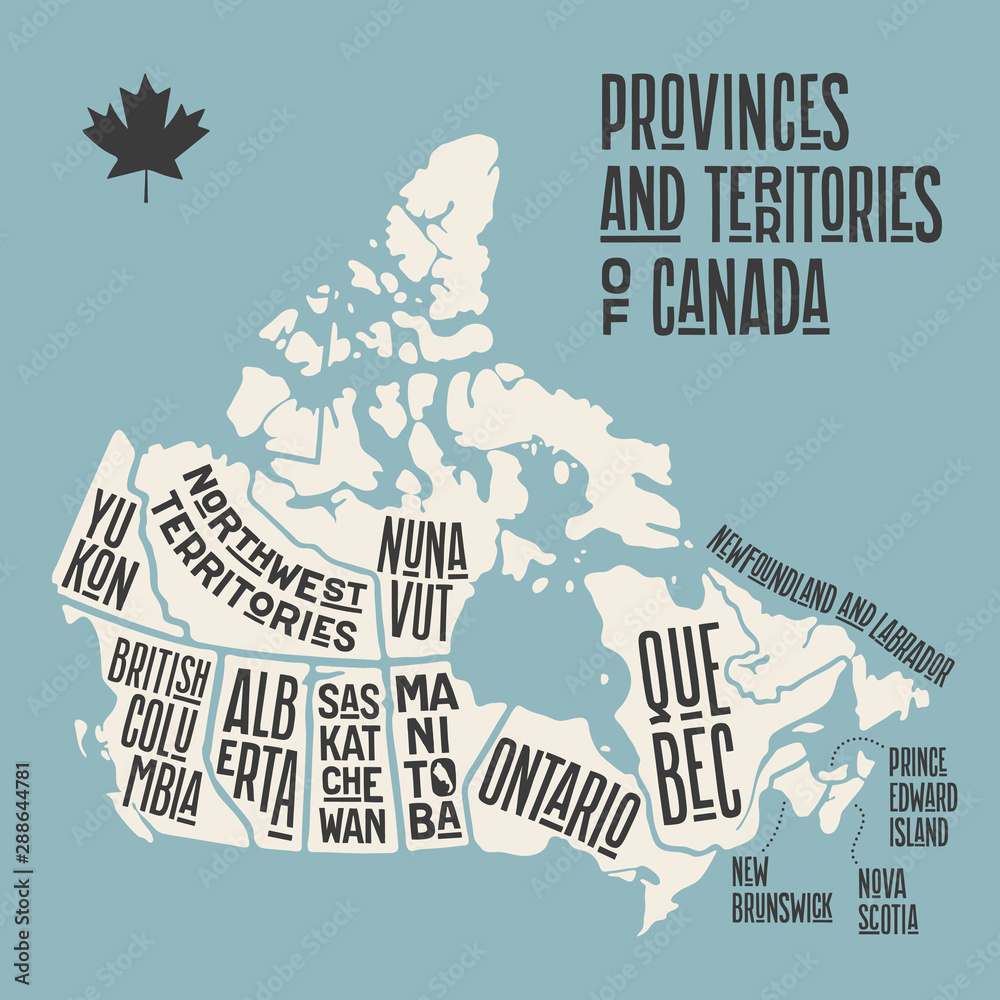 Map Canada. Poster map of provinces and territories of Canada Stock ...