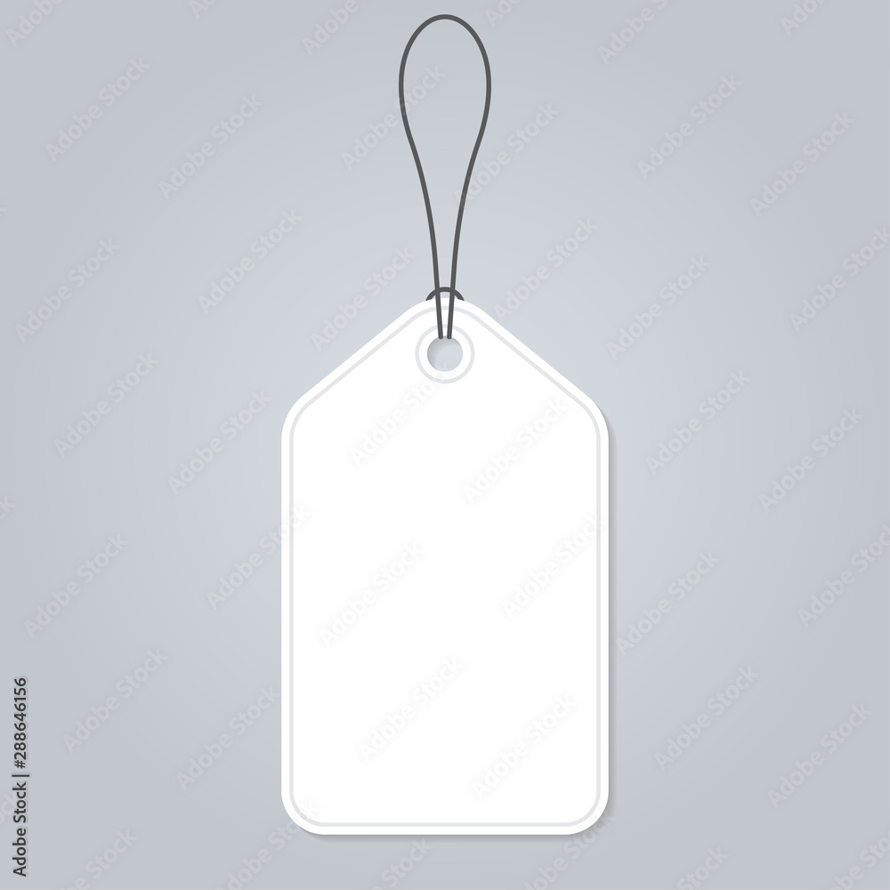 Price tag blank. White hanging empty label with rope. Vector ...