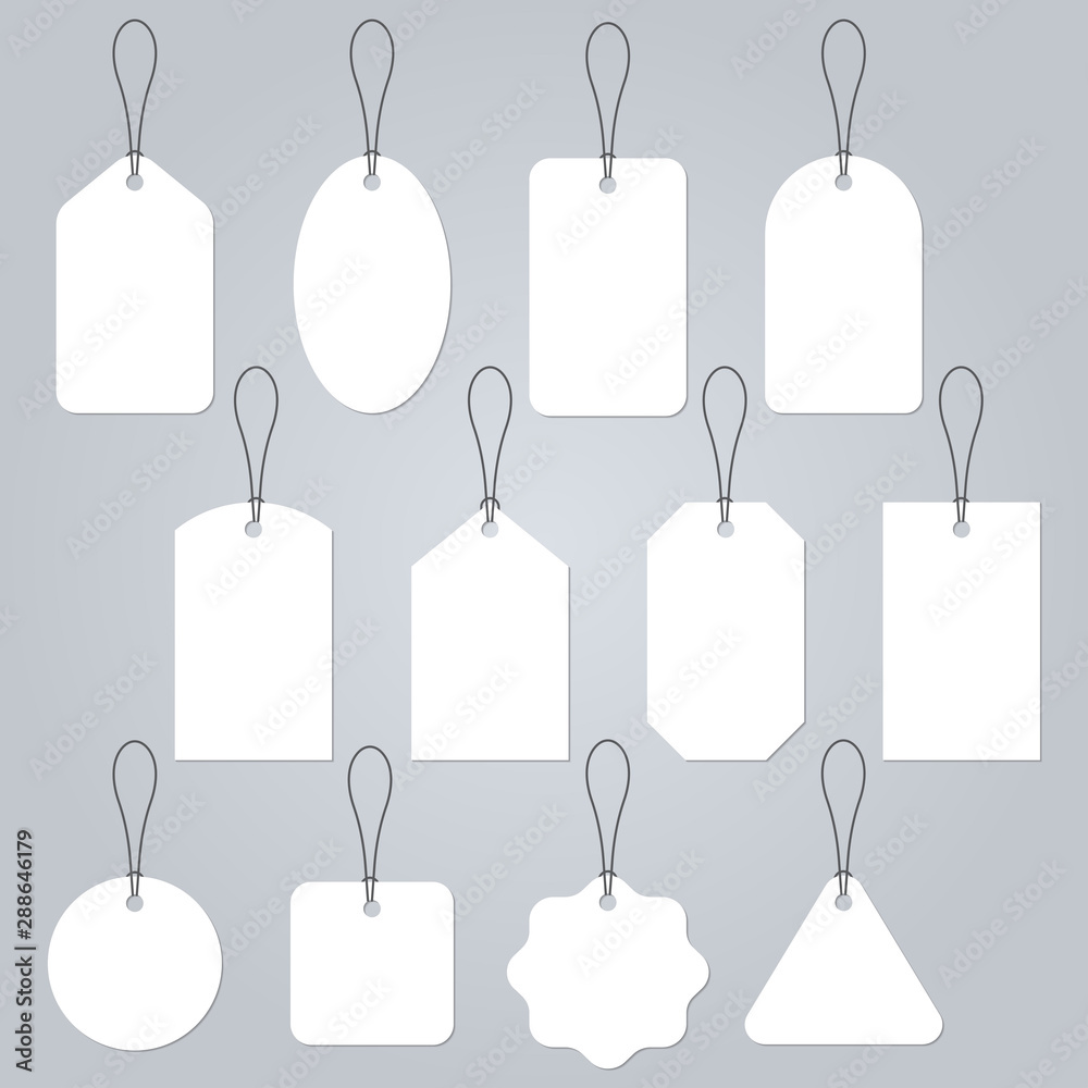Price tag blank set. Empty string labels for sale, gift, promotion ...