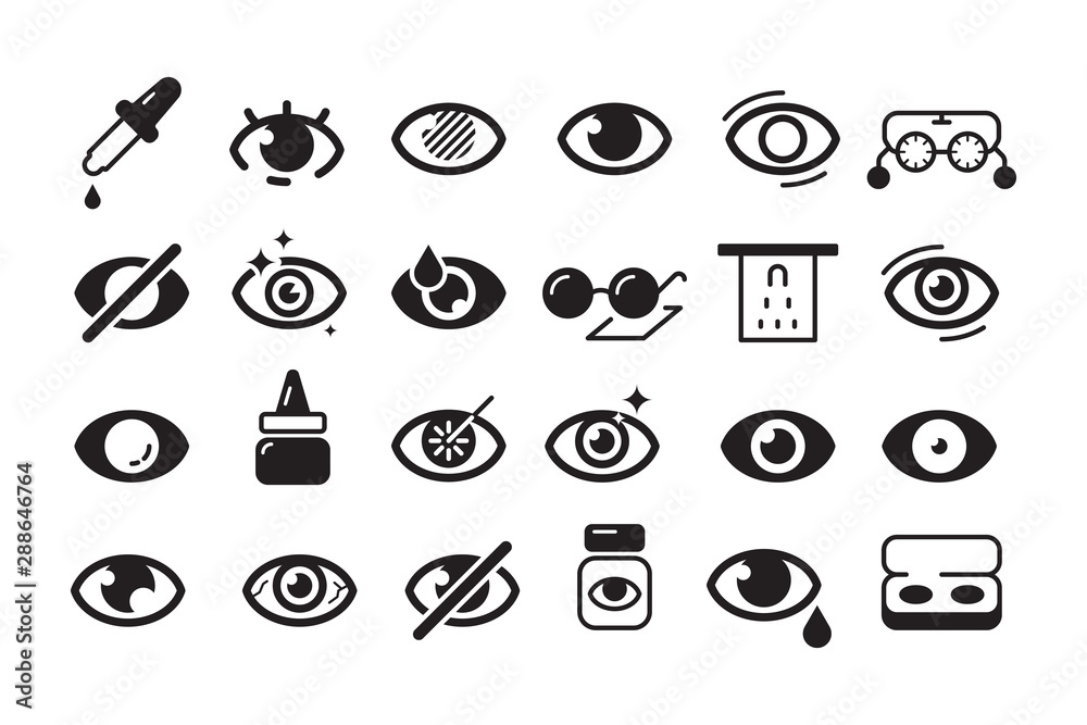 Optometry icon. Ophthalmology symbols eye doctor lens optician vector ...