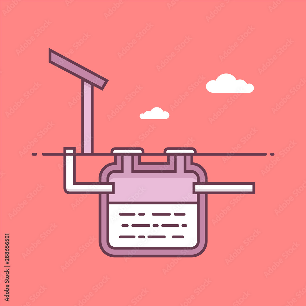 Septic tank vector illustration in monoline / line art style Stock ...