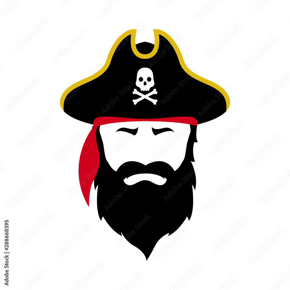 Vector pirate icon. Simple flat pirate illustration for emblem, logo ...