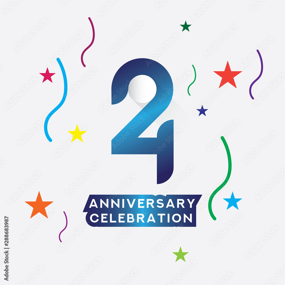 24 number anniversary celebration logotype with Gradient Light Blue ...