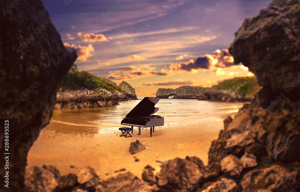 Piano in nature.Surreal image related to piano music,song and melody ...