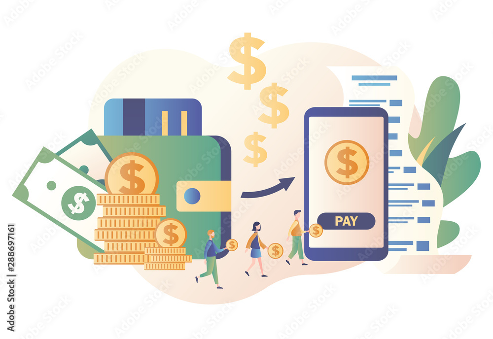 Online payment concept. Digital bill. Modern flat cartoon style. Vector ...