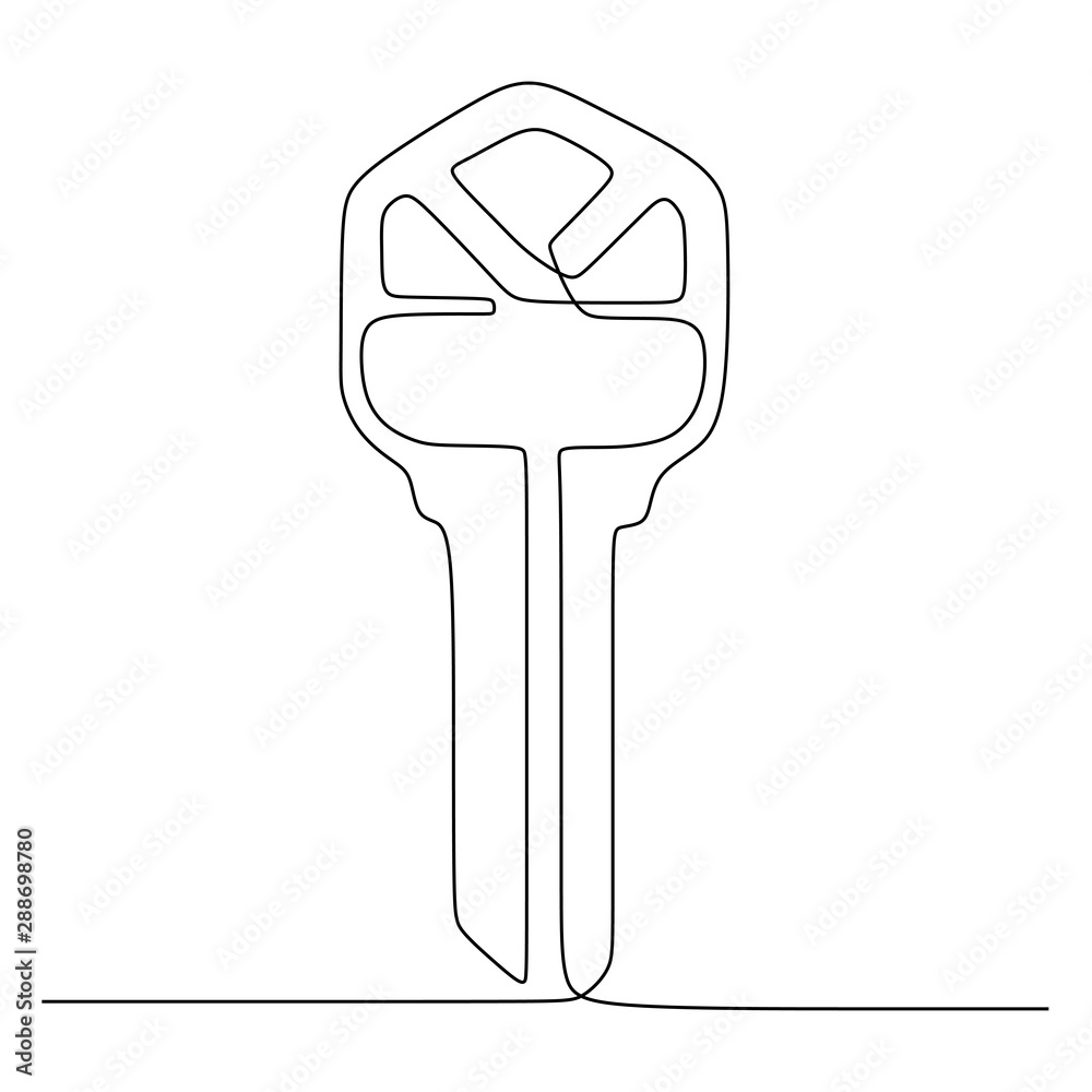 key tool continuous line drawing minimalist vector illustration object ...