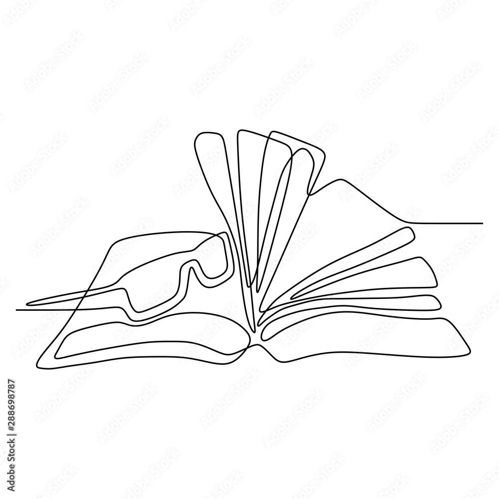 one line drawing of book vector illustration study supply theme for ...