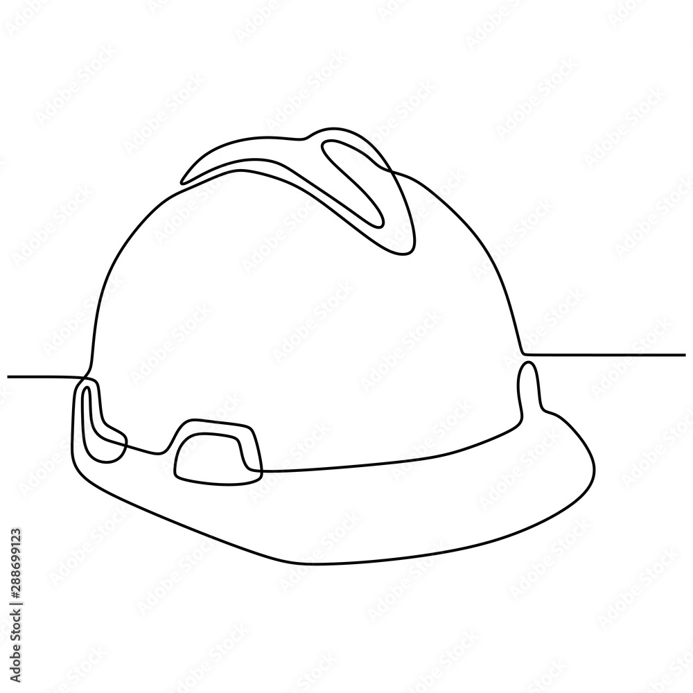 continuous line drawing of safety helmet for industrial company worker ...