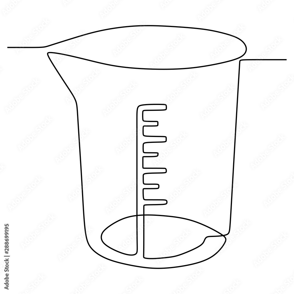 Continuous line art drawing chemical science flask. Scientific ...